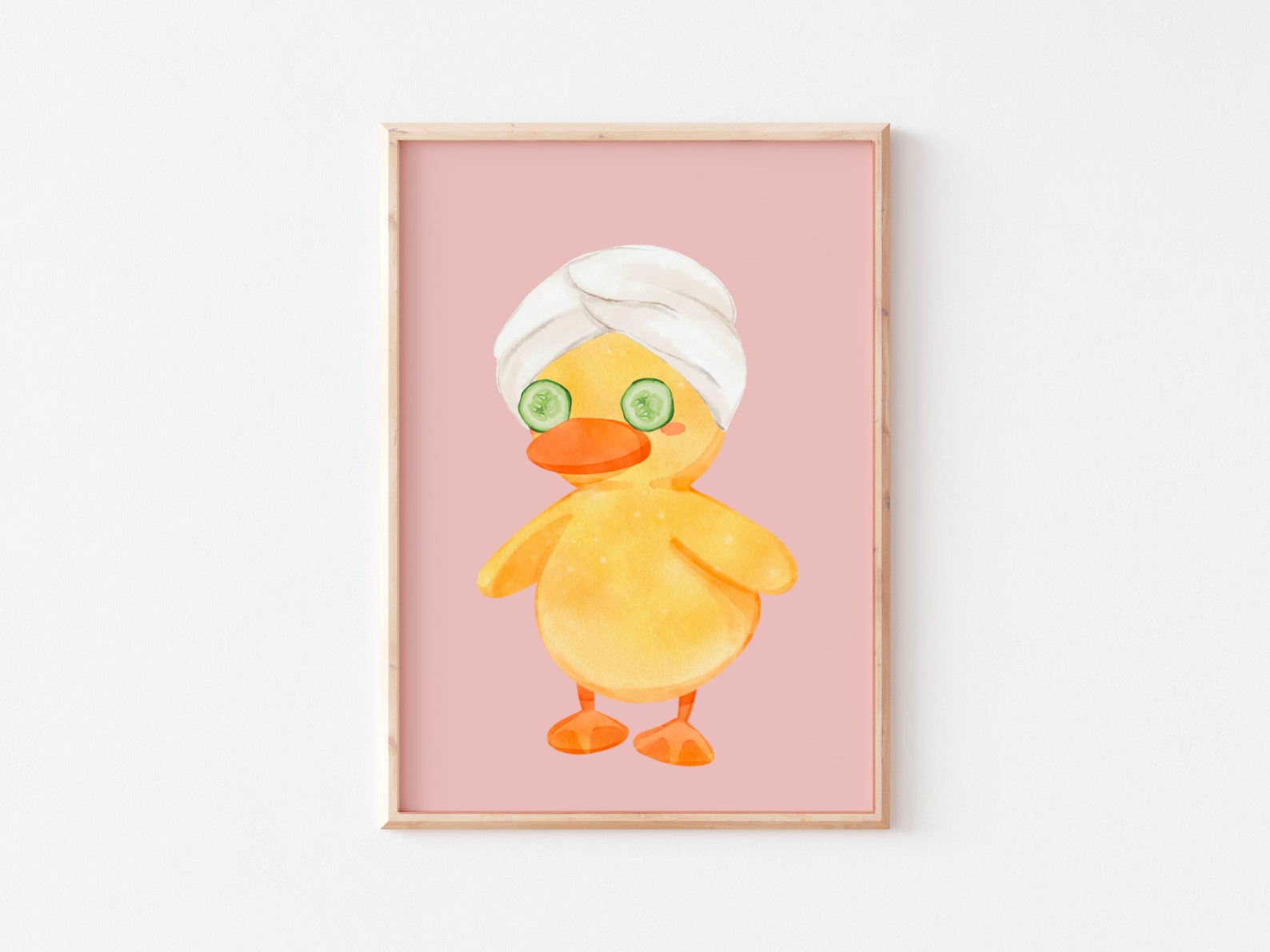 PRINTED & SHIPPED Self Care Ducky (blush), Cute Bathroom Wall Art, Spa ...
