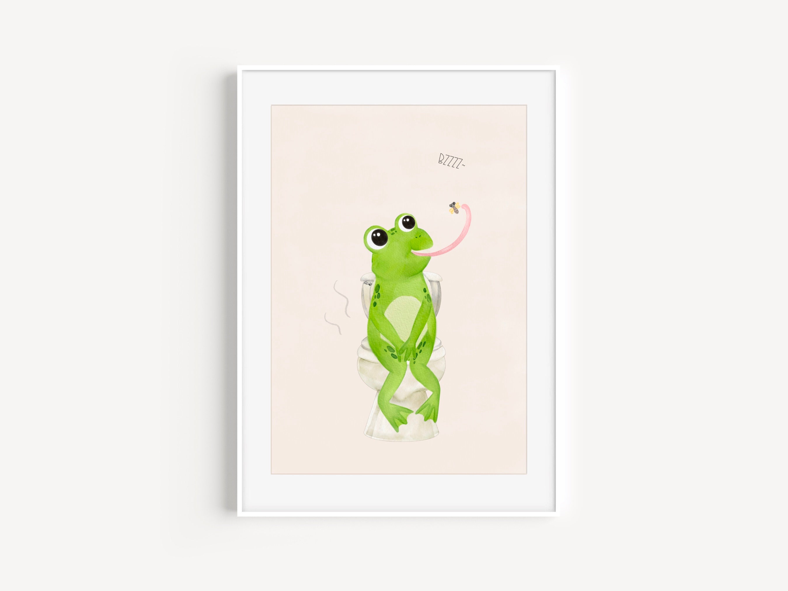 PRINTED & SHIPPED Froggy on the Potty, Cute Bathroom Wall Art, Spa ...
