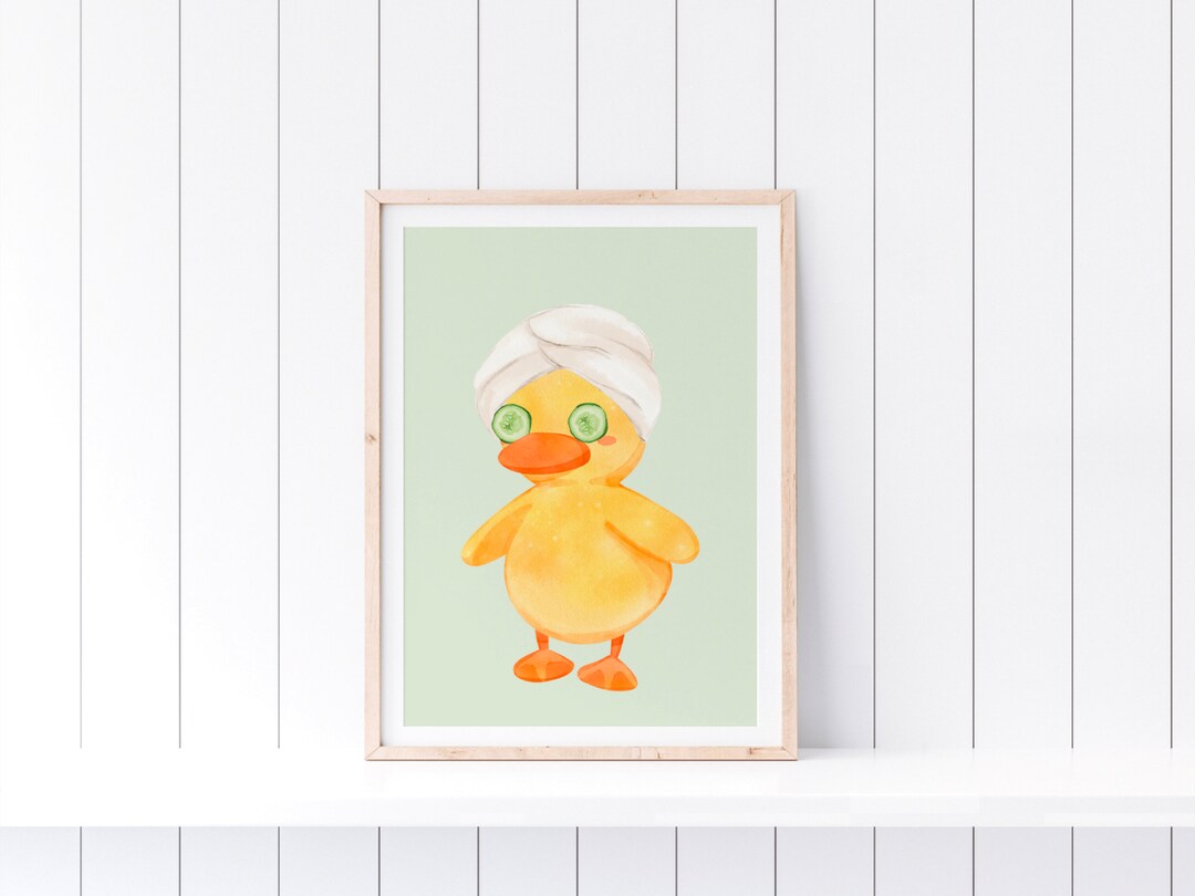 Downloadable Self Care Ducky Wall Art MINT, Cute Kids Bathroom Wall Art ...