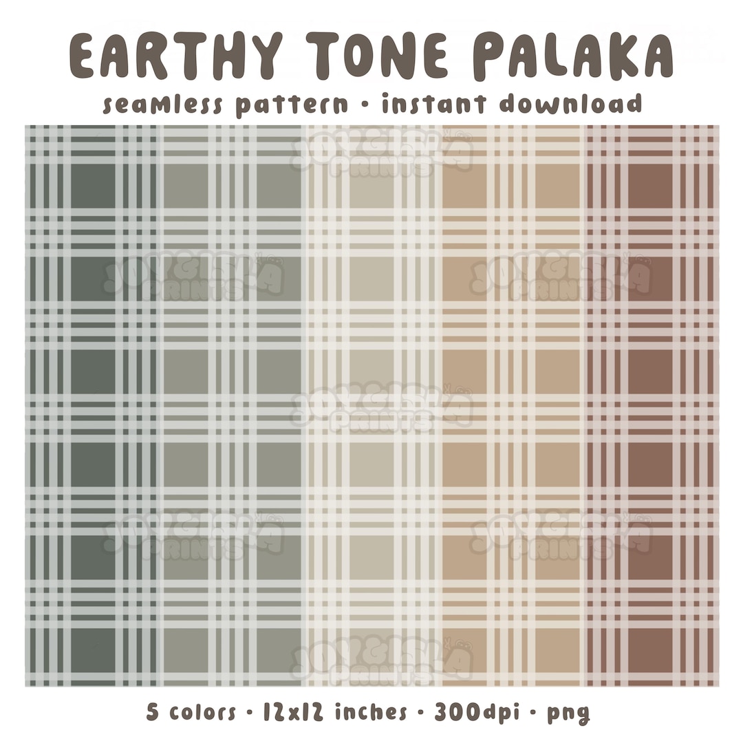 Earthy Tone Palaka Seamless Plaid Pattern • Instant Digital Download ...