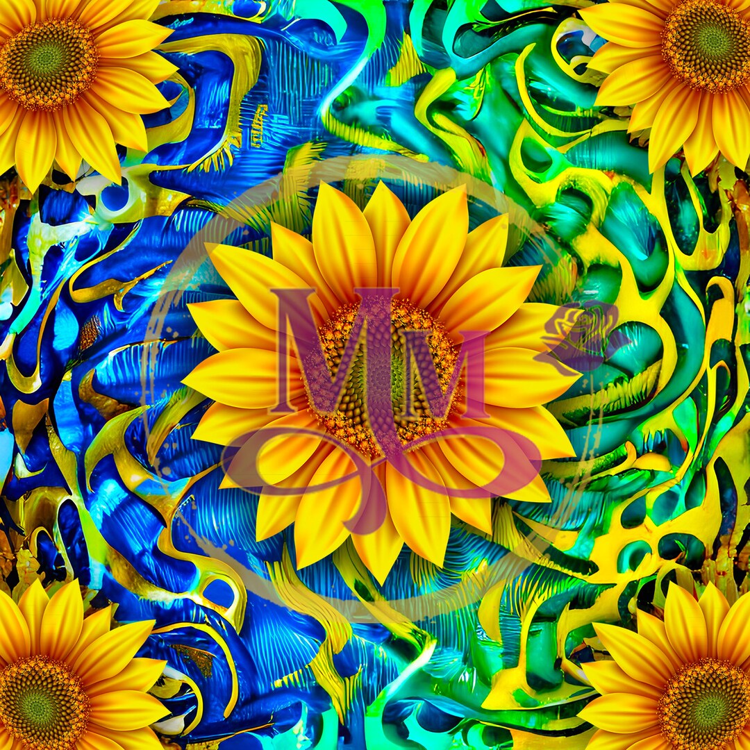 Digital Sunflower Background Design - Digital PNG for Wind Spinners or ...