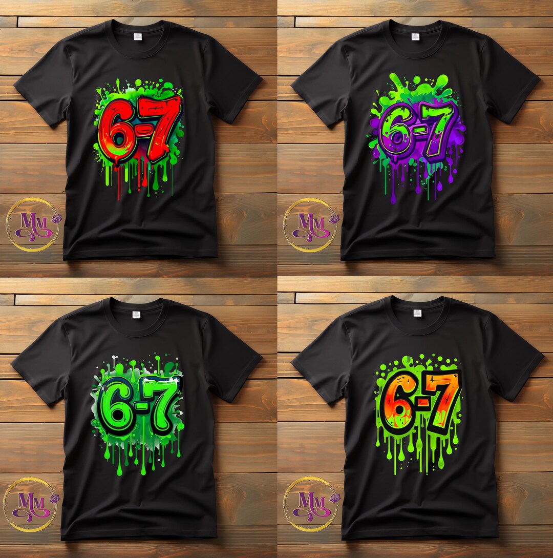 6 7 Numbers Digital Design Bundle - Digital Png's for T-shirts, Mugs ...