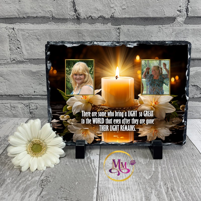 Slate Photo and Candle - Etsy UK