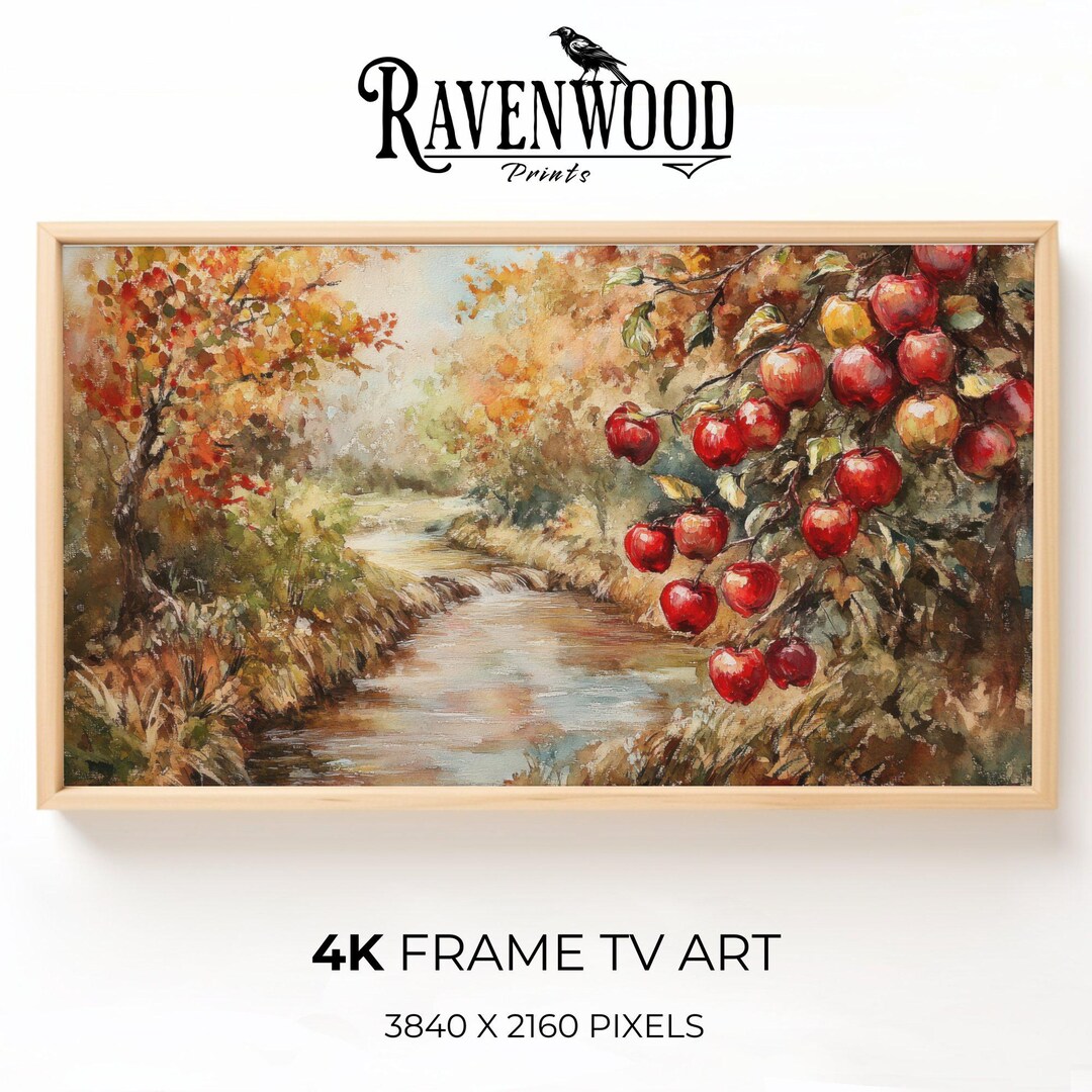 Autumn Harvest Digital Art, Apple Tree Landscape Digital Download, Fall ...
