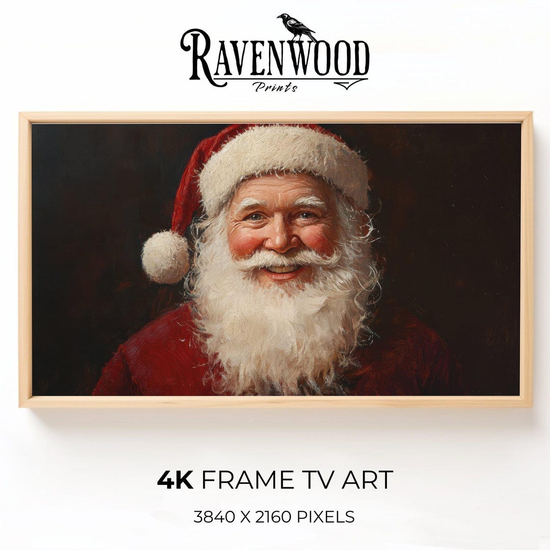 Santa Claus Digital Download Art, Christmas Frame TV Art, Holiday Wall ...