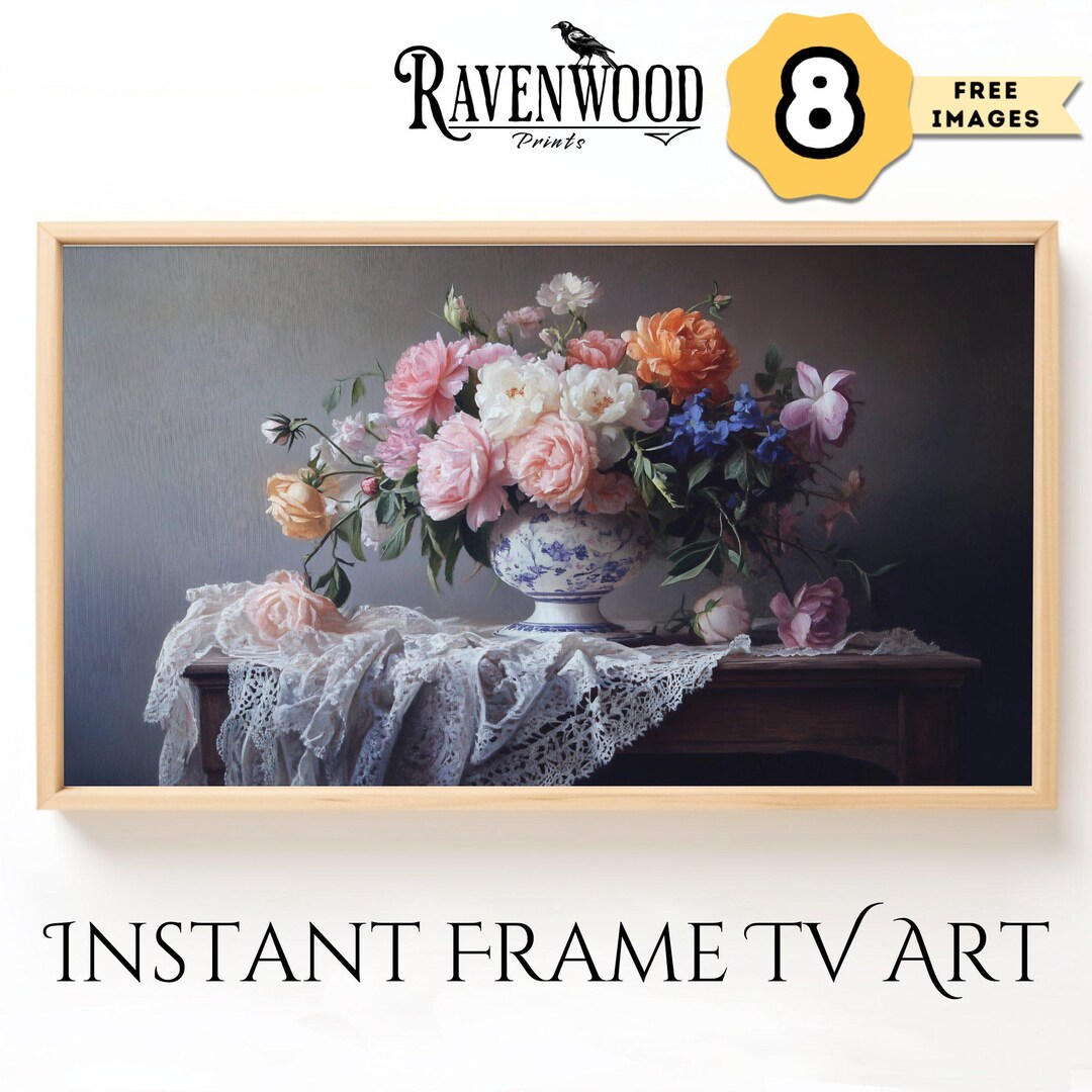 Vintage Floral Art for Frame Tvs, Classic Bouquet Digital Art, 4K HD ...