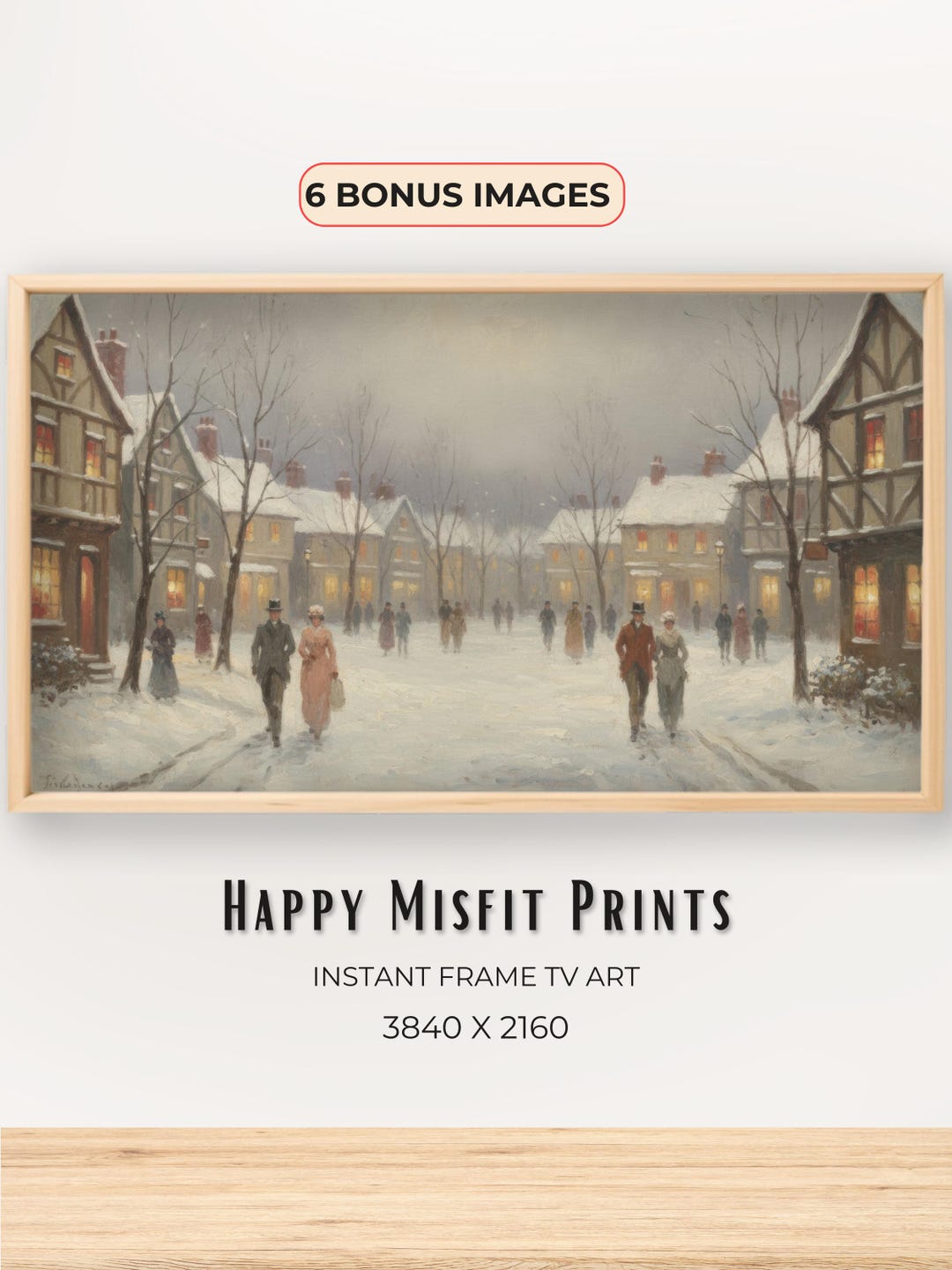Winter Village Frame TV Art, Snowy Street Scene (digital Download) - Etsy