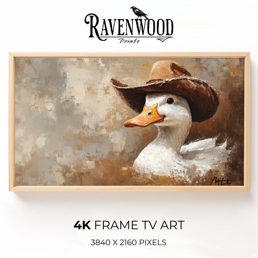 Duck in Cowboy Hat Digital Art, Cute Duck With Hat for Samsung Frame TV ...