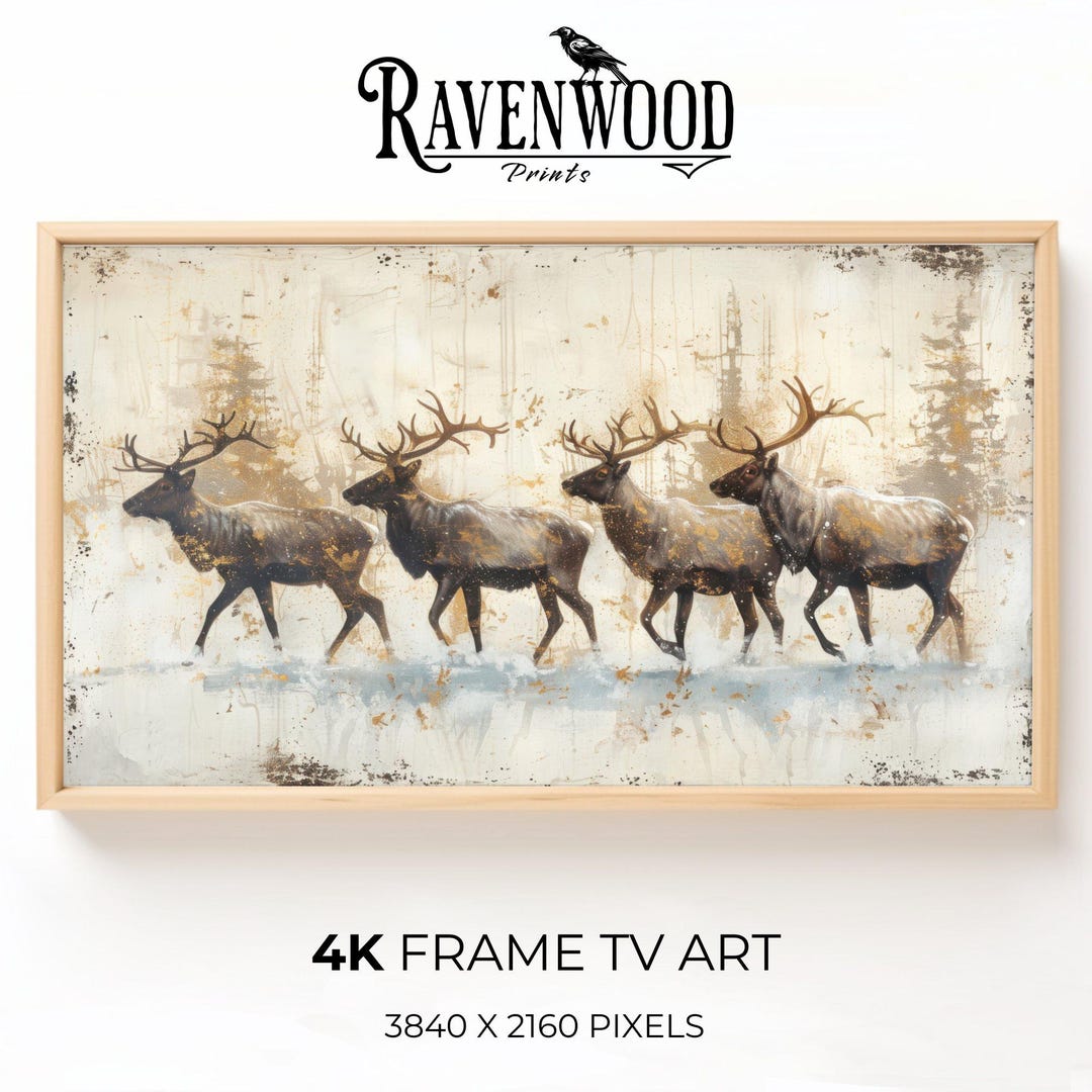 Majestic Elk Artwork Digital Download, Wildlife Art for Frame Tvs ...