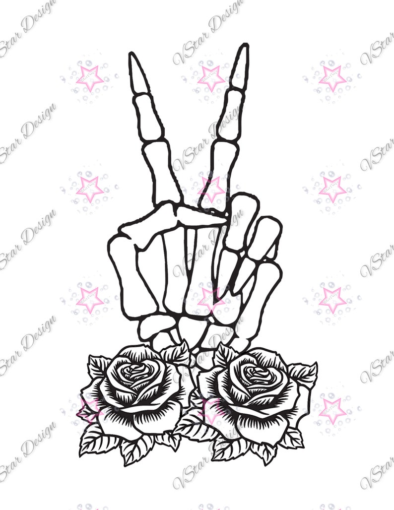 Peace Sign, Skeleton Hand, Roses, SVG File, Cut File, PNG File, Digital ...