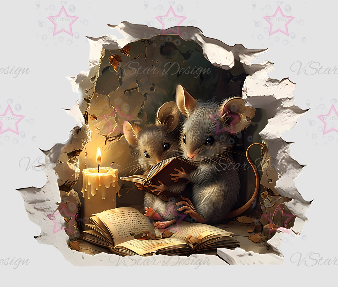 Story Time Mice Wall Decal Kiss-cut Sticker, Mother and Child, Reading ...