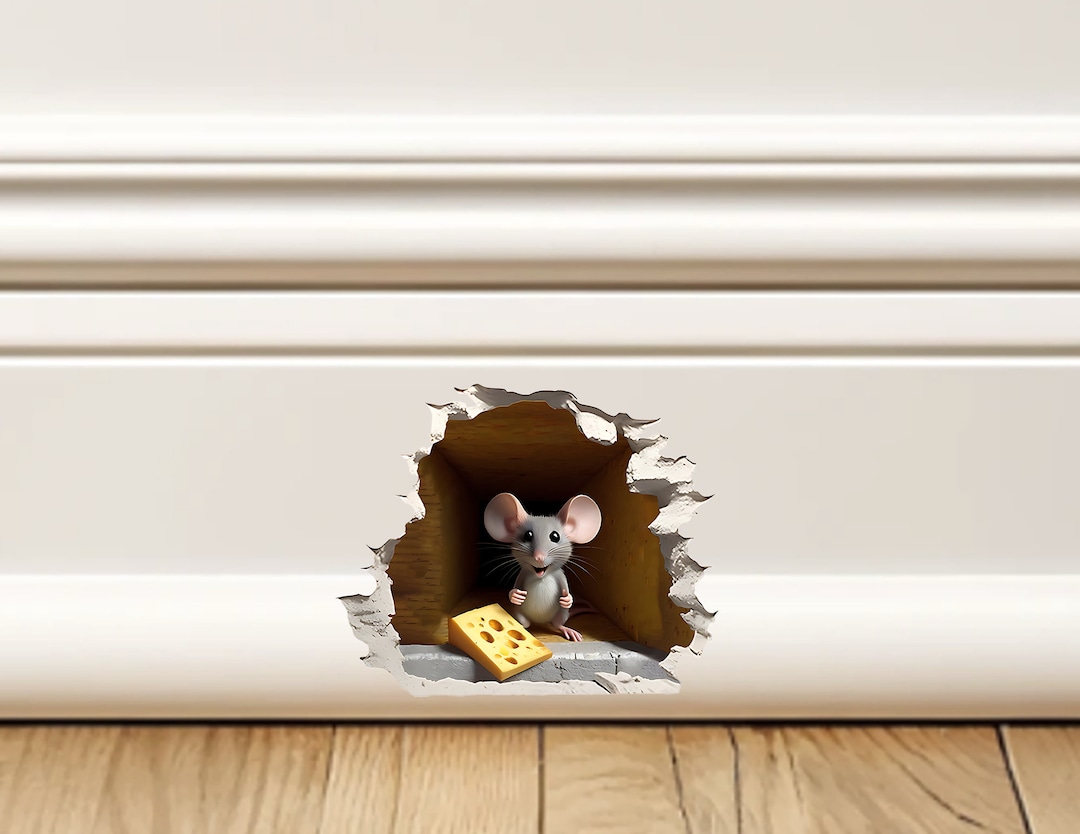 Cheesy Mouse Wall Decal Kiss-cut Sticker, Cheese, Mouse, Cute Animal - Etsy