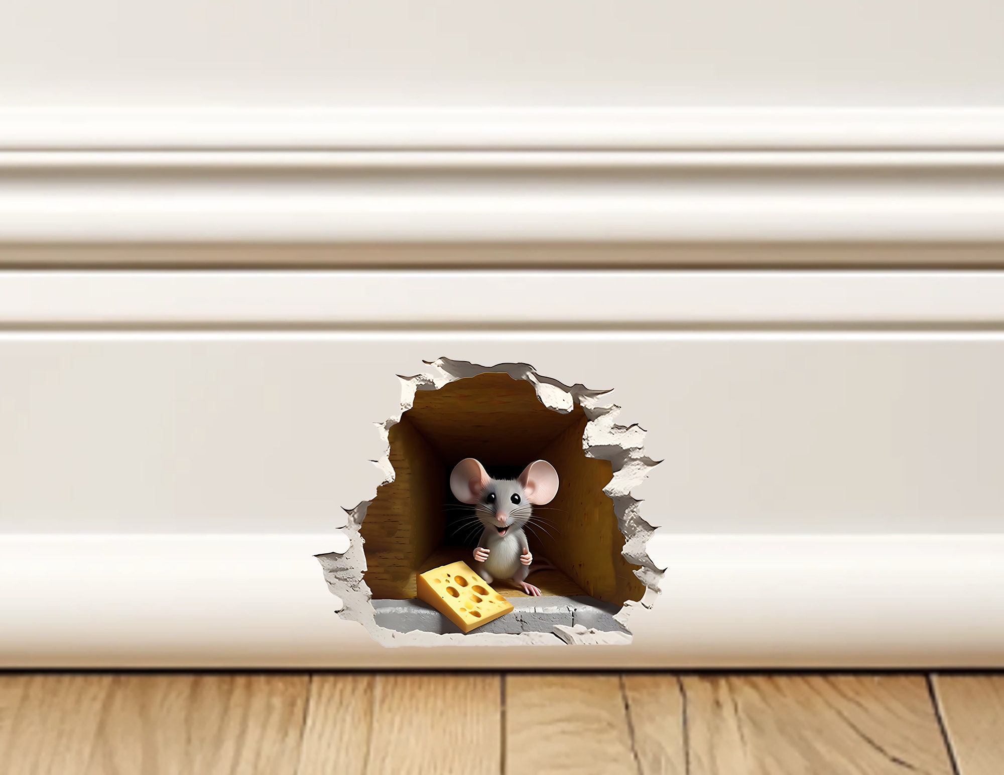 Cheesy Mouse Wall Decal Kiss-cut Sticker, Cheese, Mouse, Cute Animal - Etsy