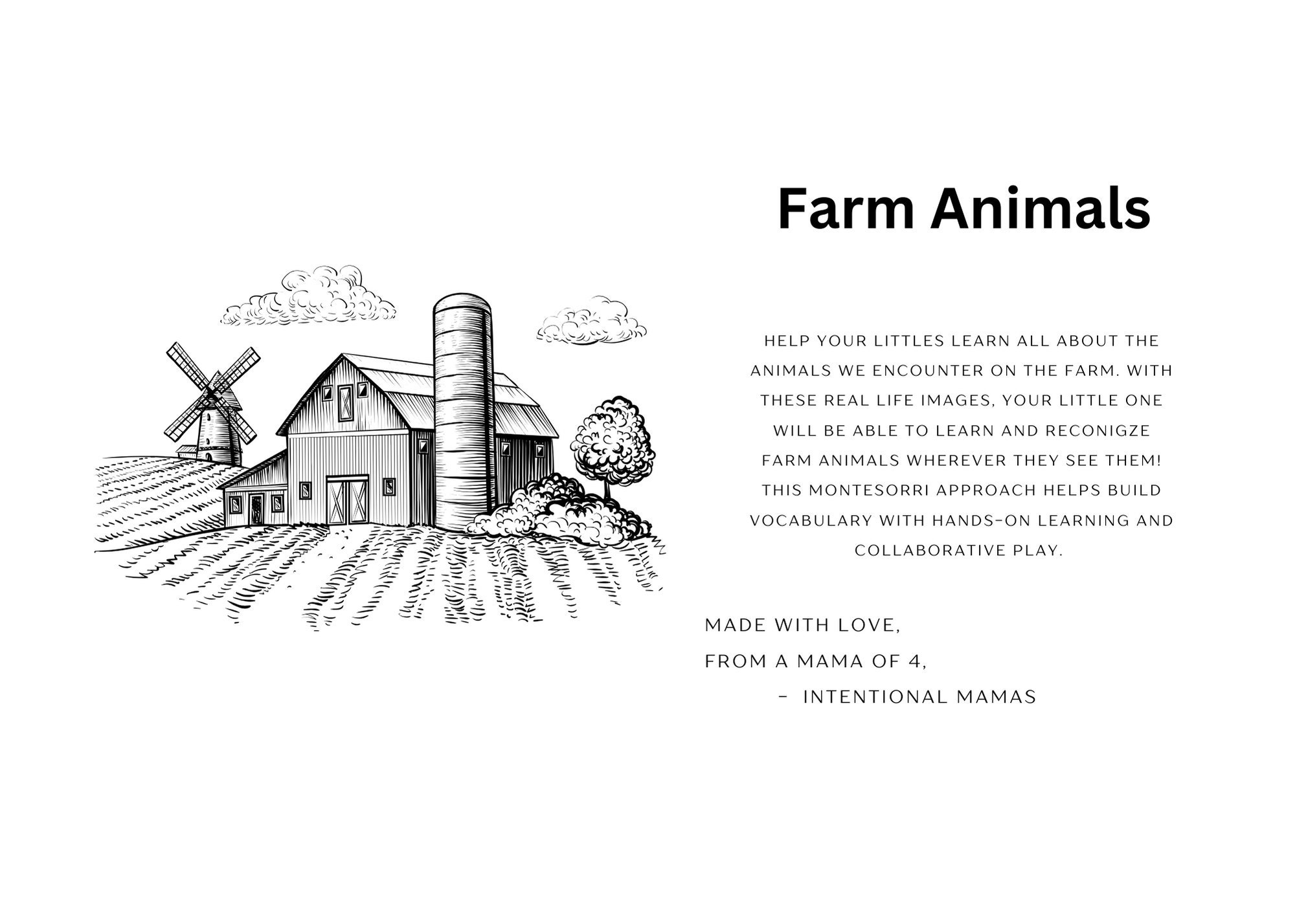Kids Educational Flashcards: Farm Animals - Etsy