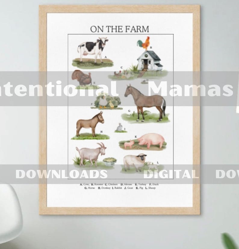 Farm Animals Poster - Etsy