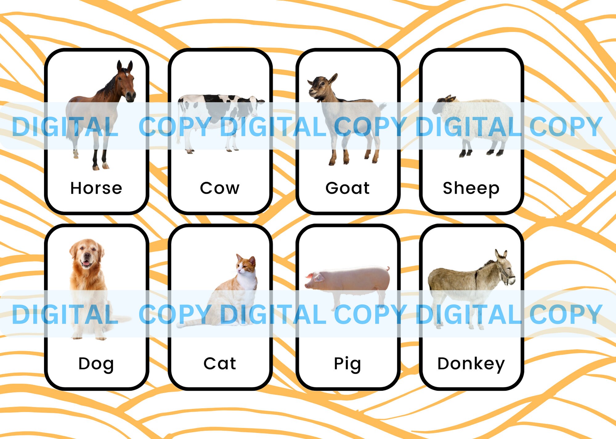 Kids Educational Flashcards: Farm Animals - Etsy