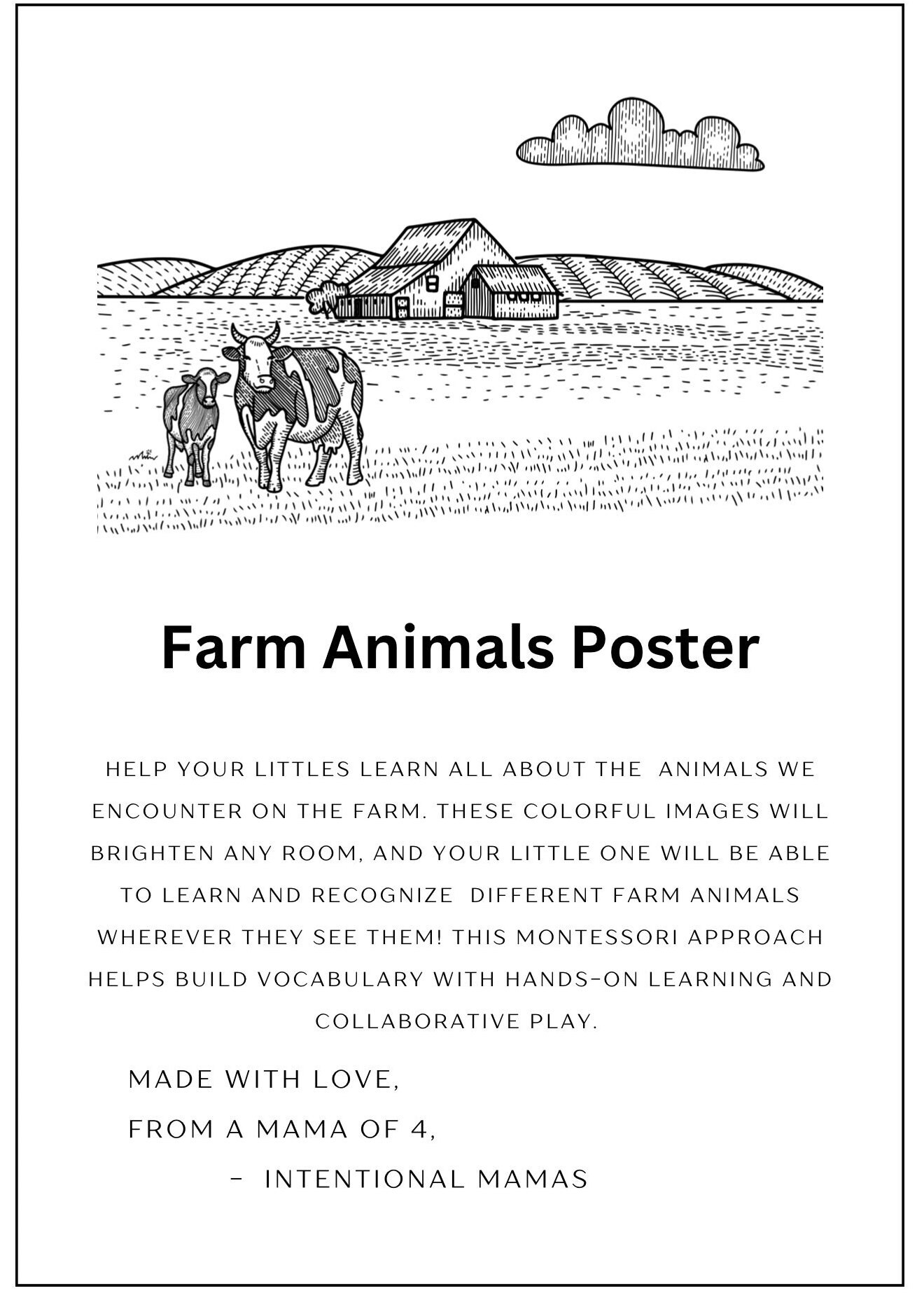 Farm Animals Poster - Etsy
