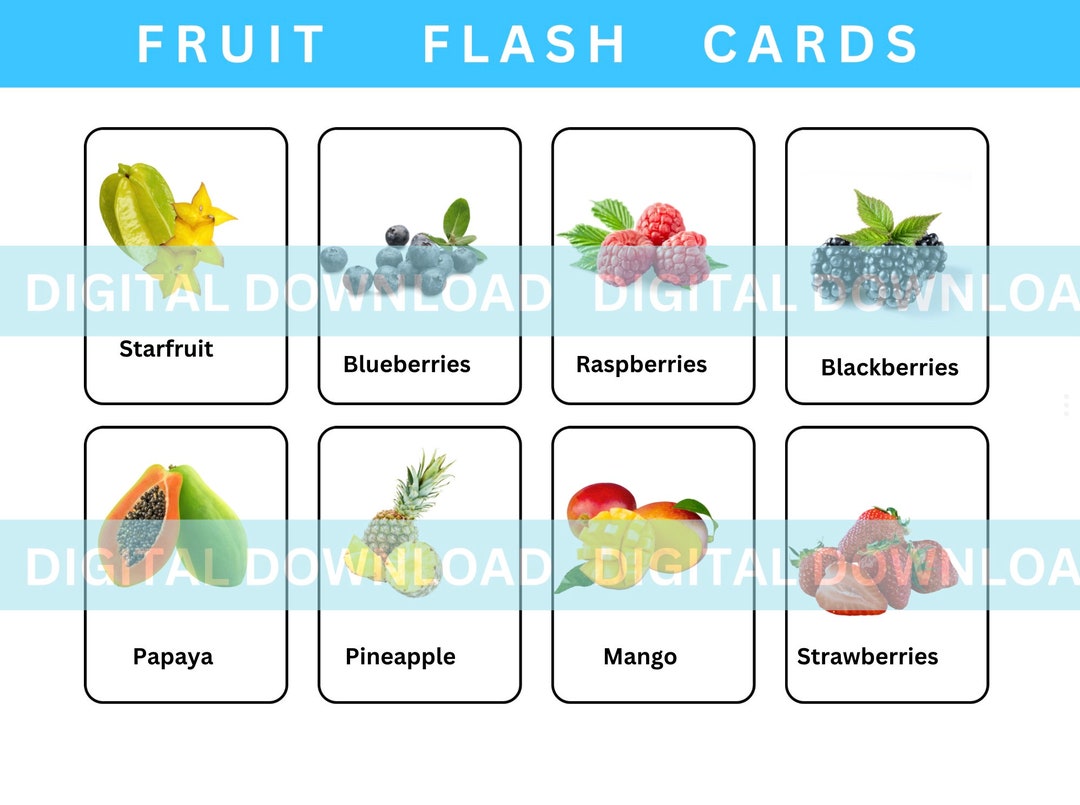Kids Educational Learning Cards: Sight Words Fruits - Etsy