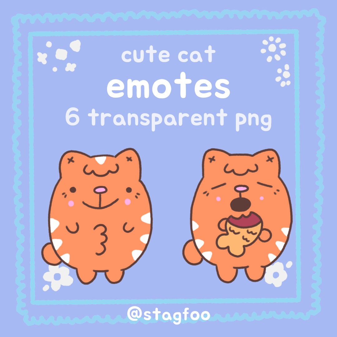 Full Body Tabby Cat Orange Cat Emotes 6 Cute Cat Twitch Emotes in 4 ...