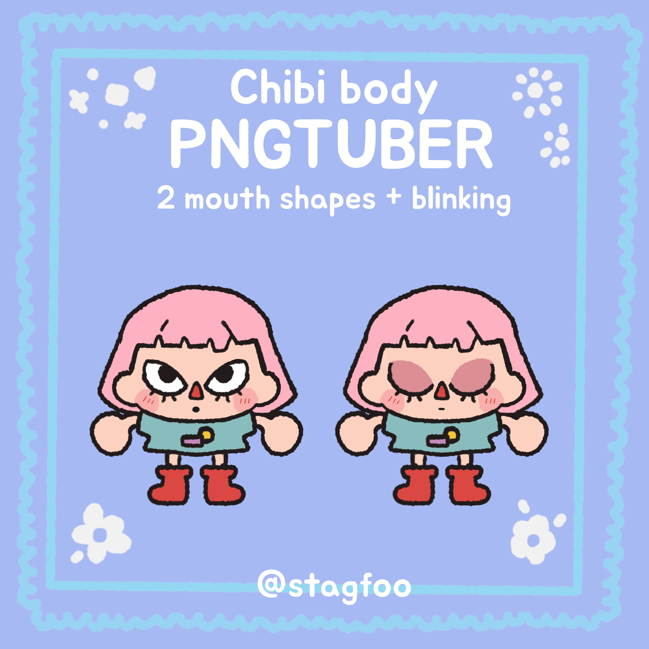Chibi Girl Pngtuber Model , Mouth Blinking , Streamer Vtuber , Discord ...