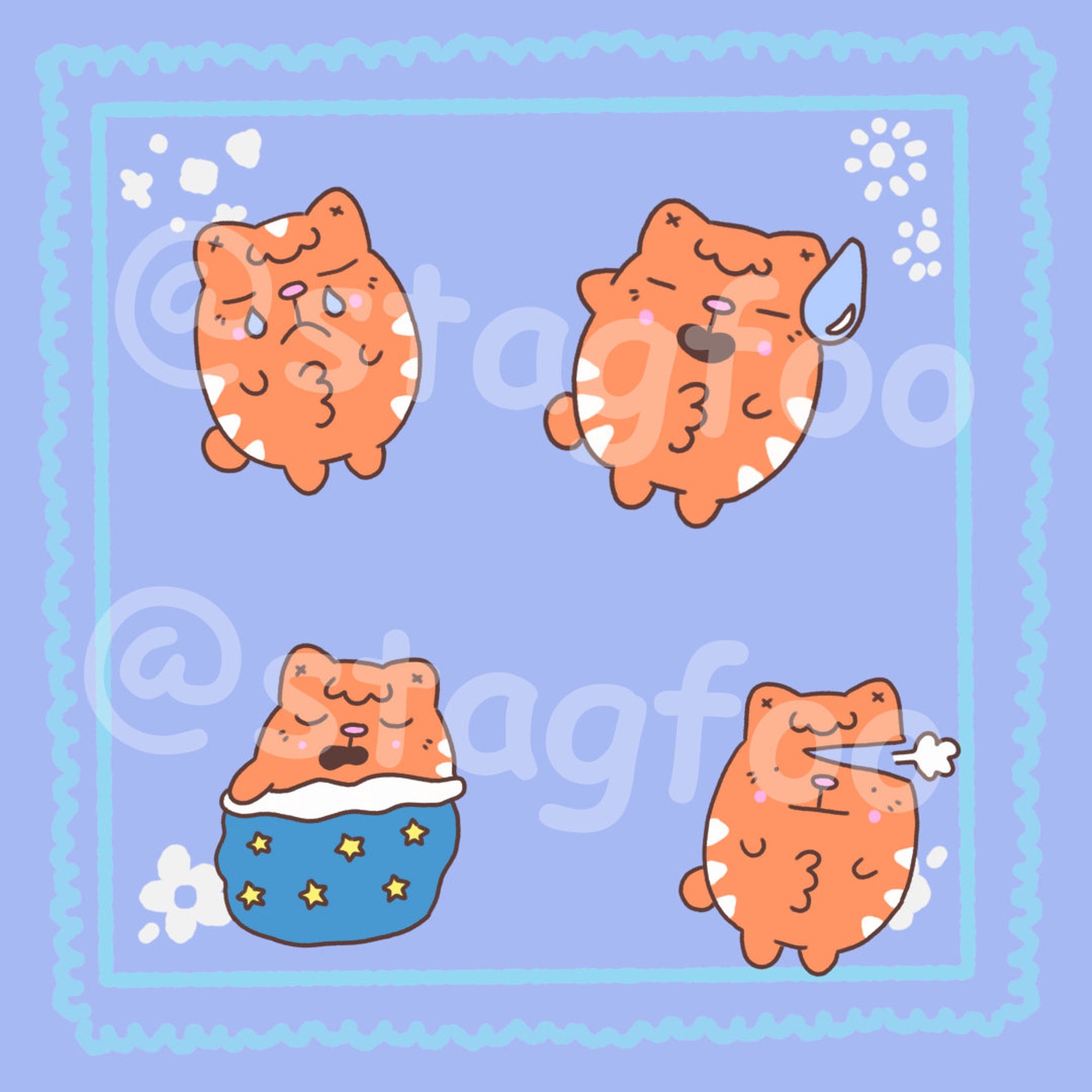Full Body Tabby Cat Orange Cat Emotes 6 Cute Cat Twitch Emotes in 4 ...