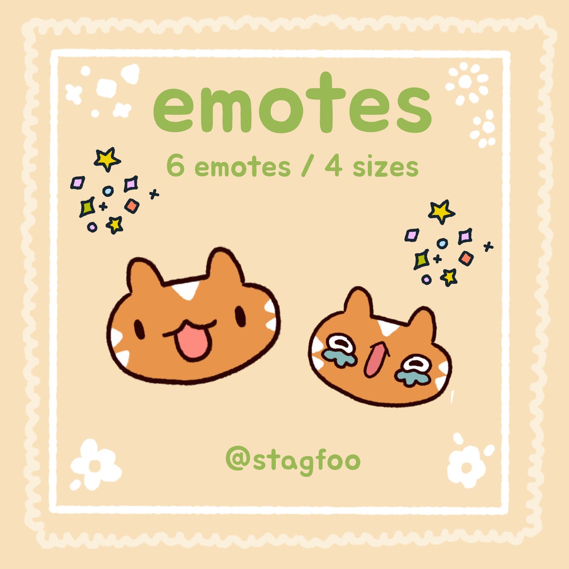 Tabby Cat Orange Cat Emotes 6 Cute Cat Twitch Emotes in 4 - Etsy