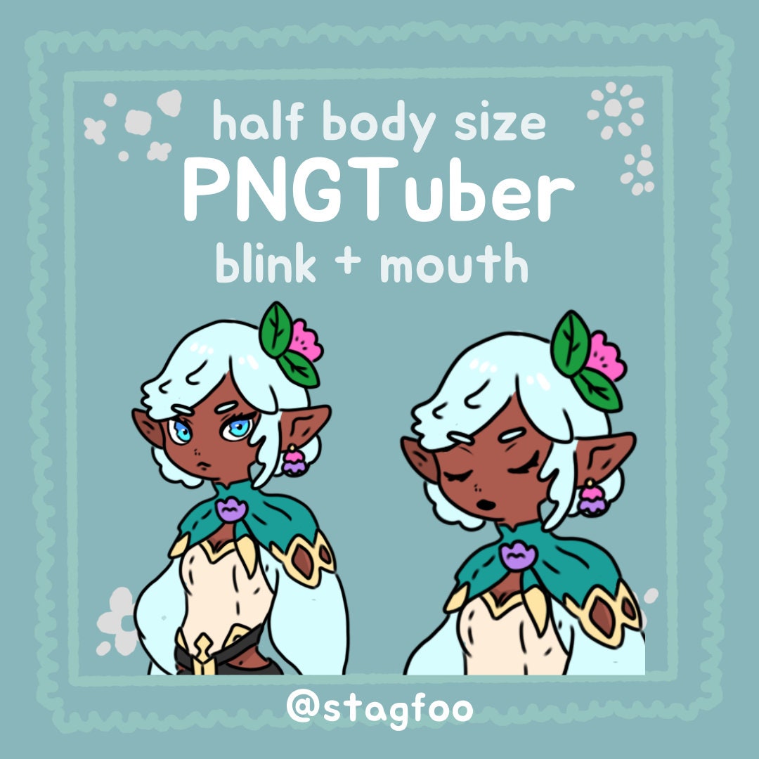 Cute Elf Pngtuber Model , 4 Expressions + Bonus, Ash Hair , Streamer ...