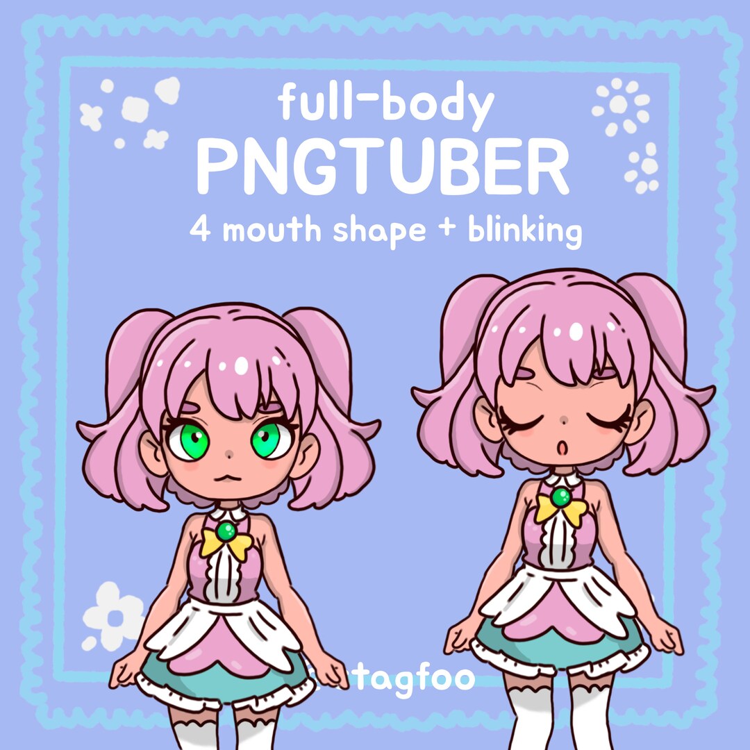 Cute Magic Girl Pngtuber Model , 4 Expressions Bonus, Pink Hair ...