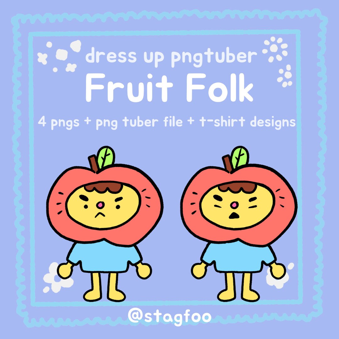 Chibi Fruit Folk Pngtuber Model , Mouth + Blinking , Streamer Vtuber ...