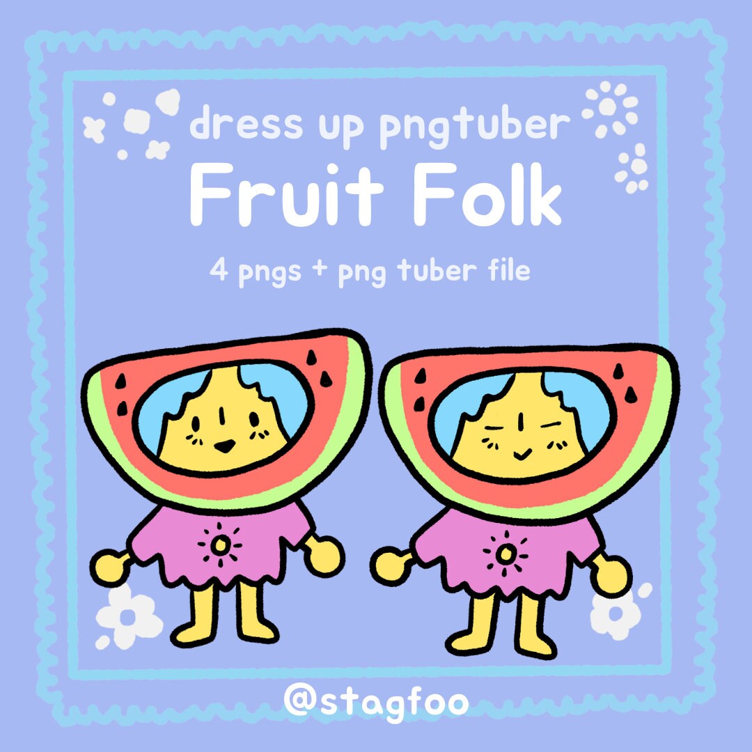 Chibi Fruit Folk Watermelon Pngtuber Model , Mouth Blinking , Streamer ...