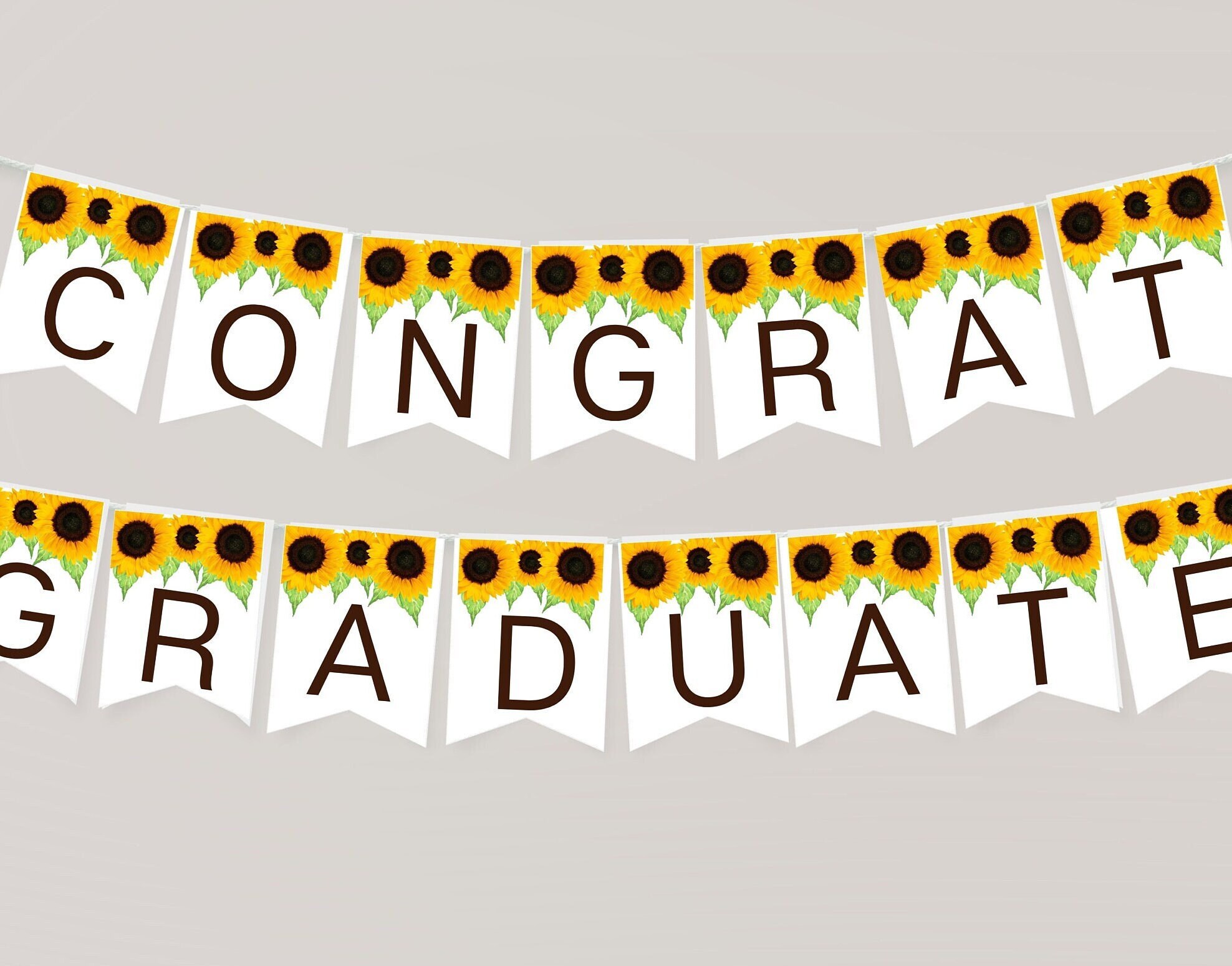 Sunflower DIY Printable Congrats Graduate Flag Banner for Graduation ...
