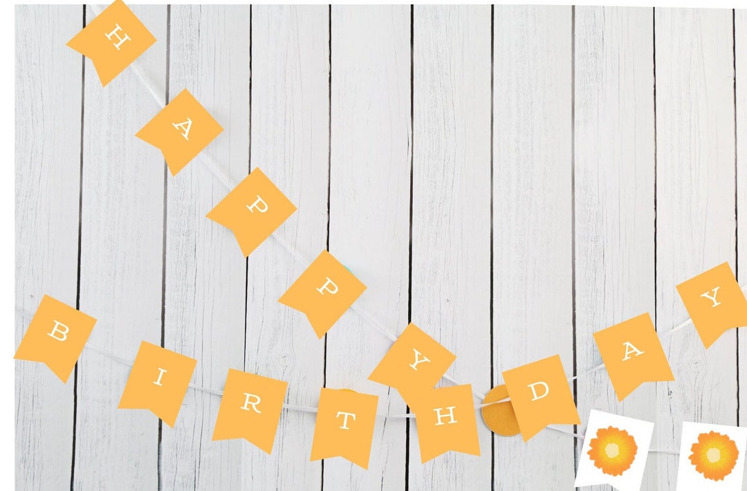 Yellow DIY Printable Happy Birthday Banner for Birthday Parties ...
