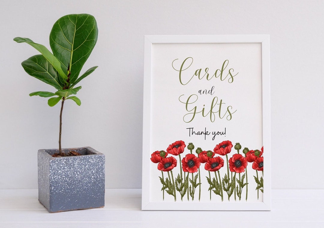 DIY Printable Poppy Cards and Gifts Table Sign for Graduation Parties ...