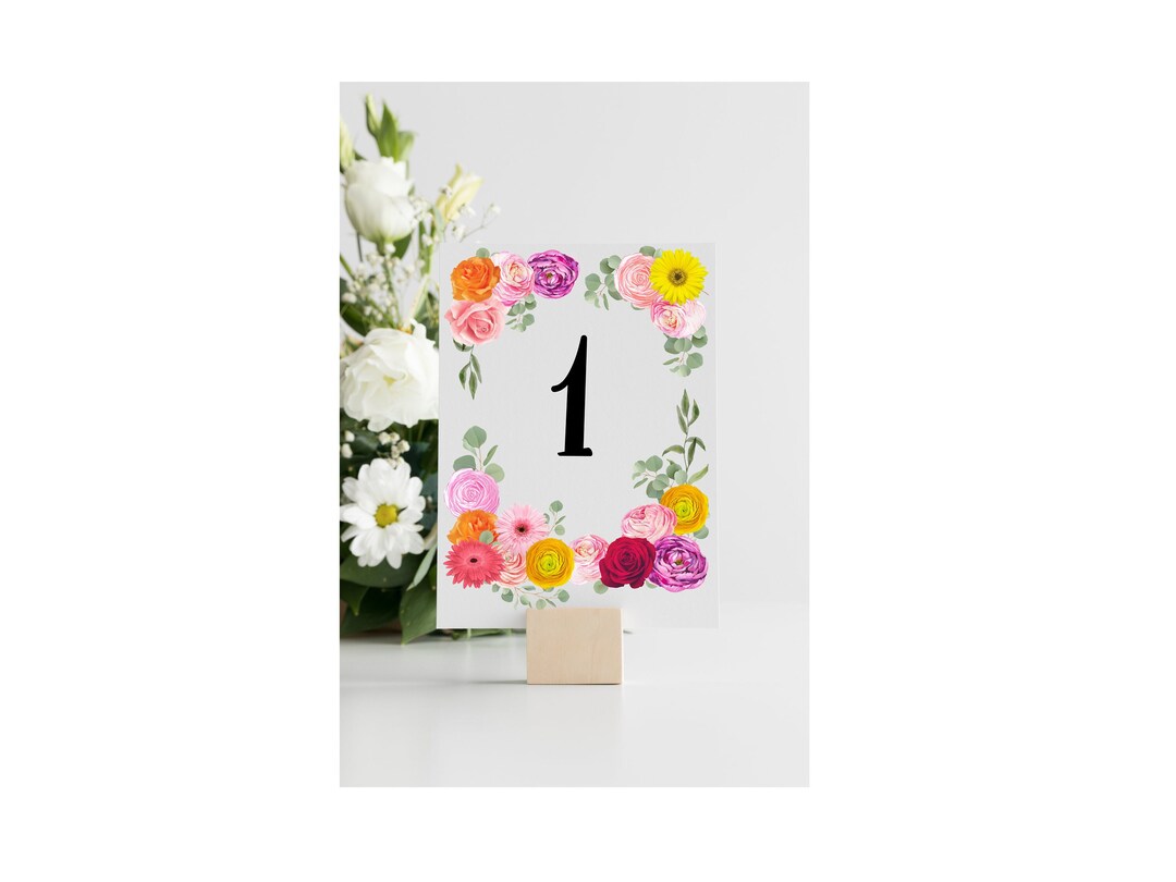 Printable Floral Table Numbers Sign for Graduation Parties, Baby and ...