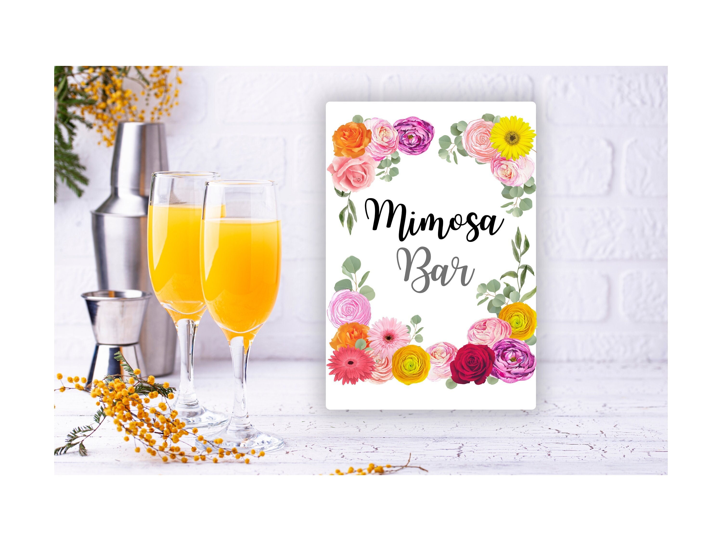Printable Floral Mimosa Bar Table Sign for Bridal Showers, Graduation ...