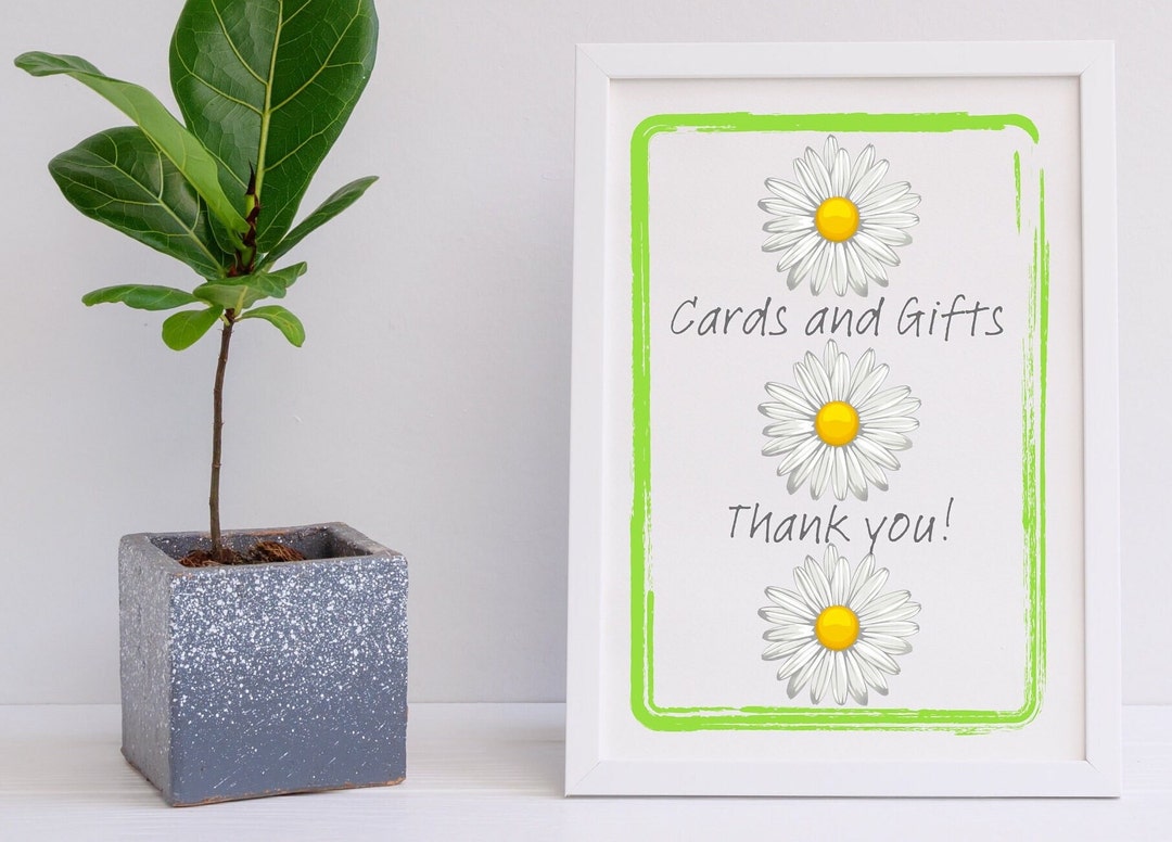 Printable Daisy Cards and Gifts Table Sign for First Birthday Parties ...