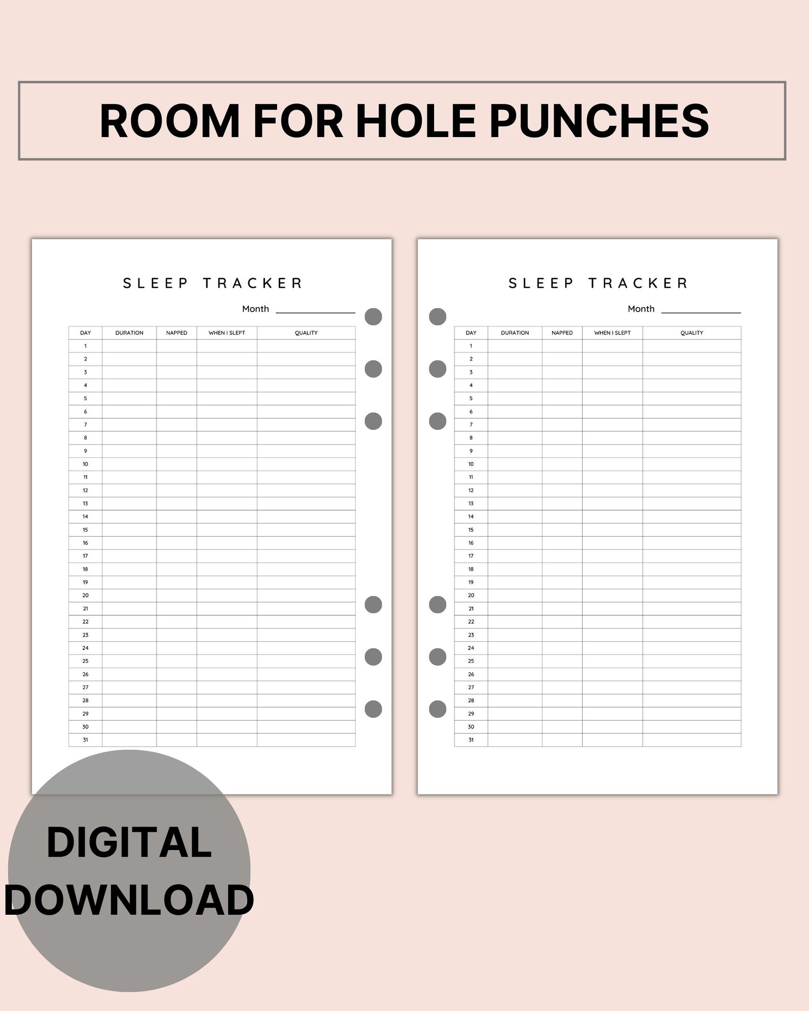 Comprehensive Digital Printable Sleep Tracker for Tracking - Etsy