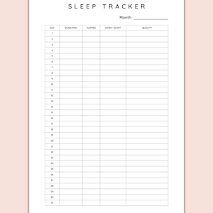 Comprehensive Digital Printable Sleep Tracker for Tracking - Etsy