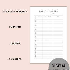Comprehensive Digital Printable Sleep Tracker for Tracking - Etsy