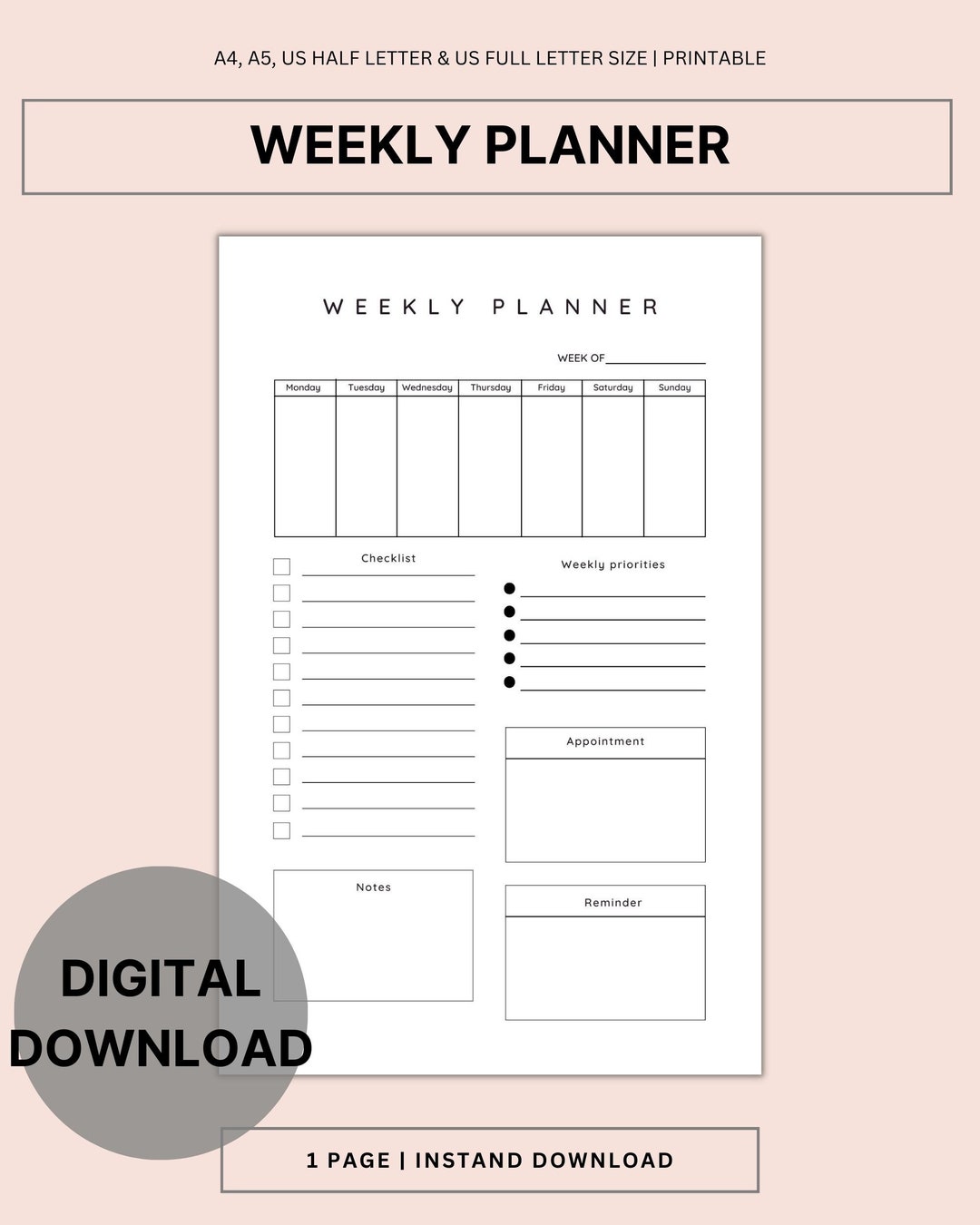 Printable Simple Weekly Planner: Efficiently Organize Your Schedule and ...