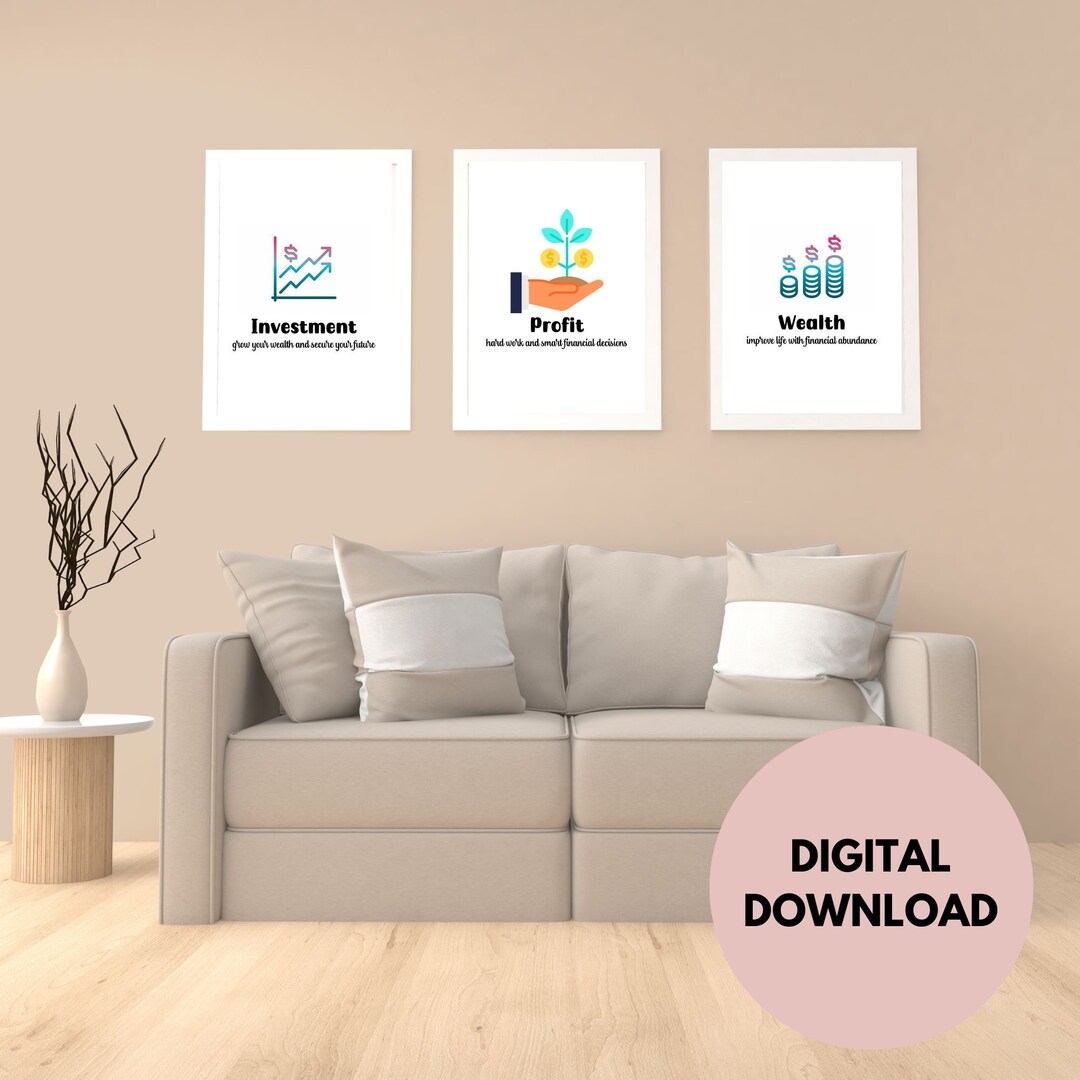Set of 3 Prints, Inspirational Quotes, Money, Rich, Printable Wall Art ...