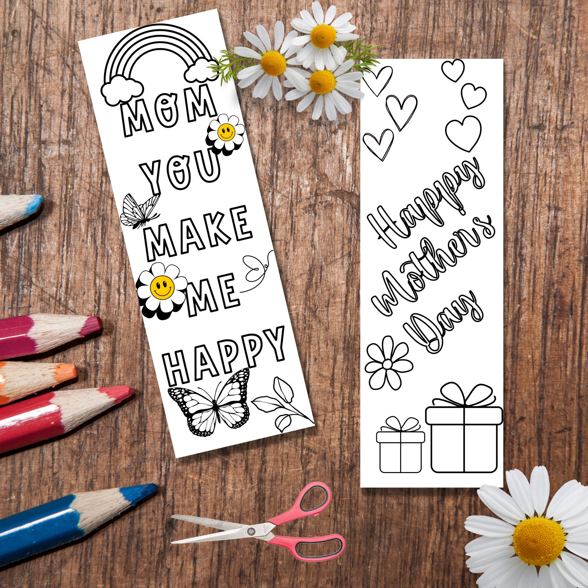 Digital Downloadable Coloring Bookmarks Mother's Day, Mother's Day Gift ...