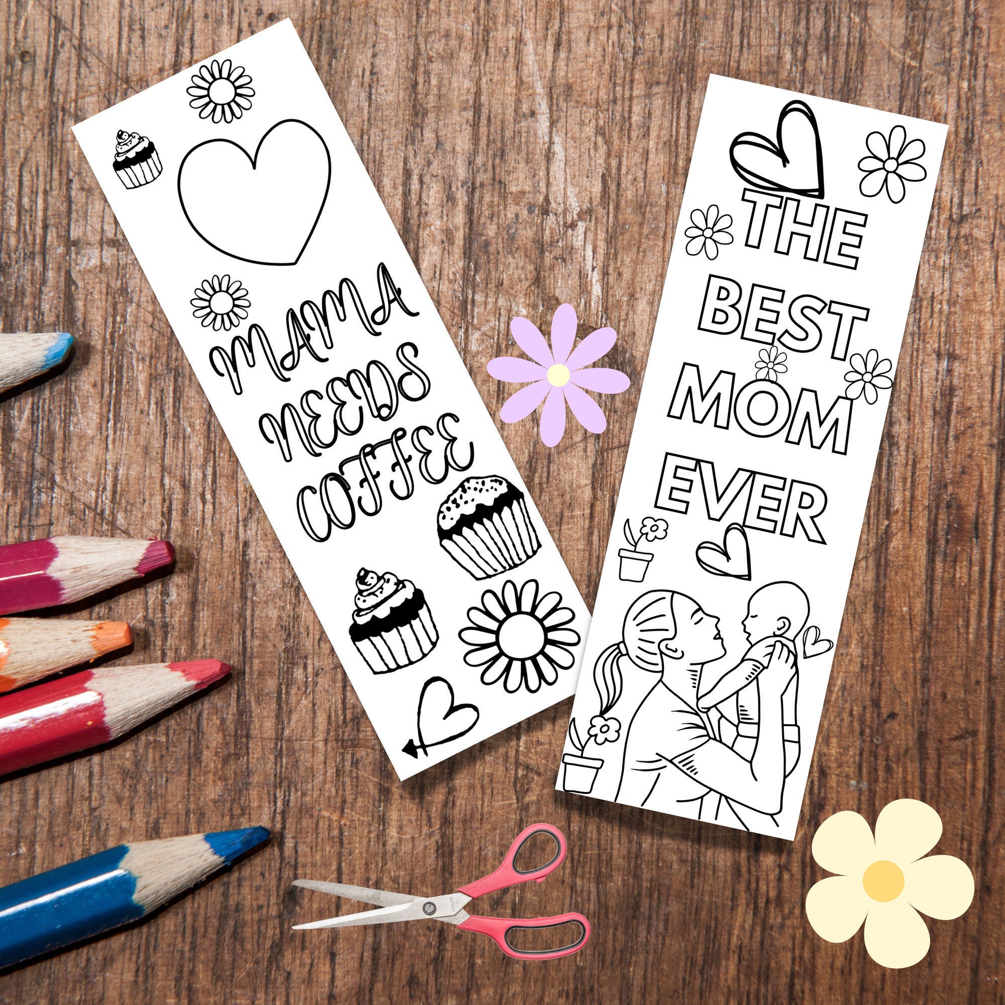 Digital Downloadable Coloring Bookmarks Mother's Day, Mother's Day Gift ...