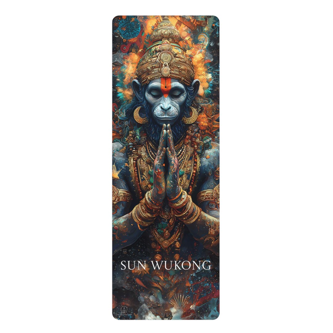 Sun Wukong Yoga Mat, Monkey King in Prayer, Spiritual Non-slip Mat for ...