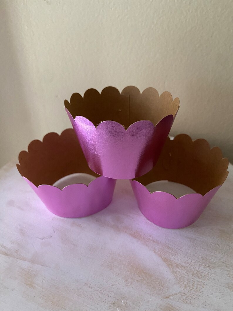 Foil Pink Cupcake Wrappers, Cupcake Wrappers, Party Supplies, Cupcake ...