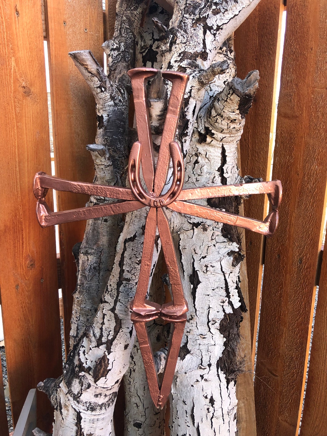 Railroad Spike Cross With Horseshoe - Etsy