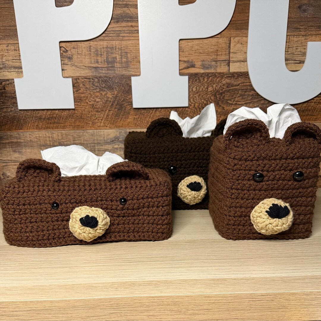 Handmade Crochet Bear Tissue Box Cover - Etsy