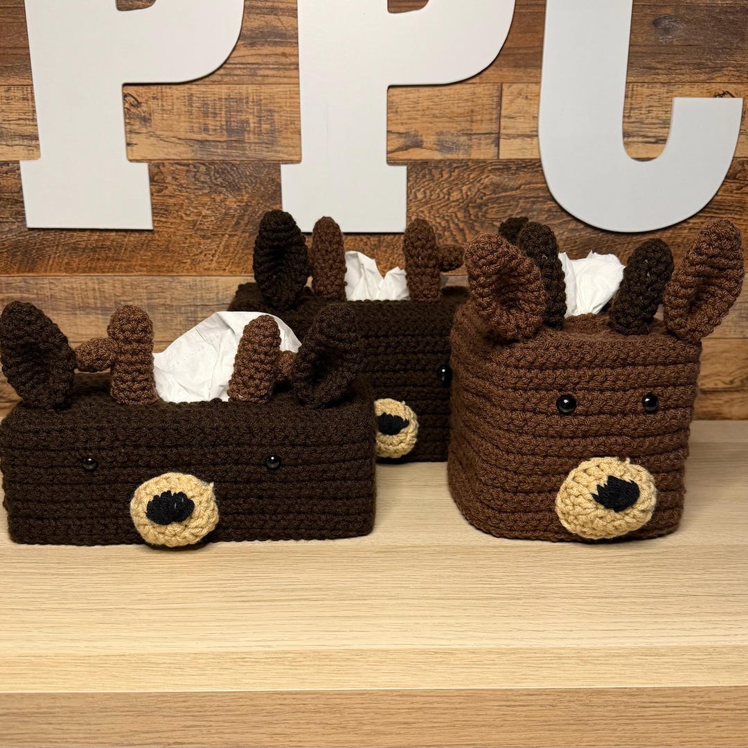 Handmade Crochet Deer Tissue Box Cover - Etsy