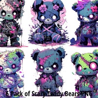 Scary Teddy Bear Bundle Vol 3, 6 PNG Spooky Teddybear Zombie Teddy ...