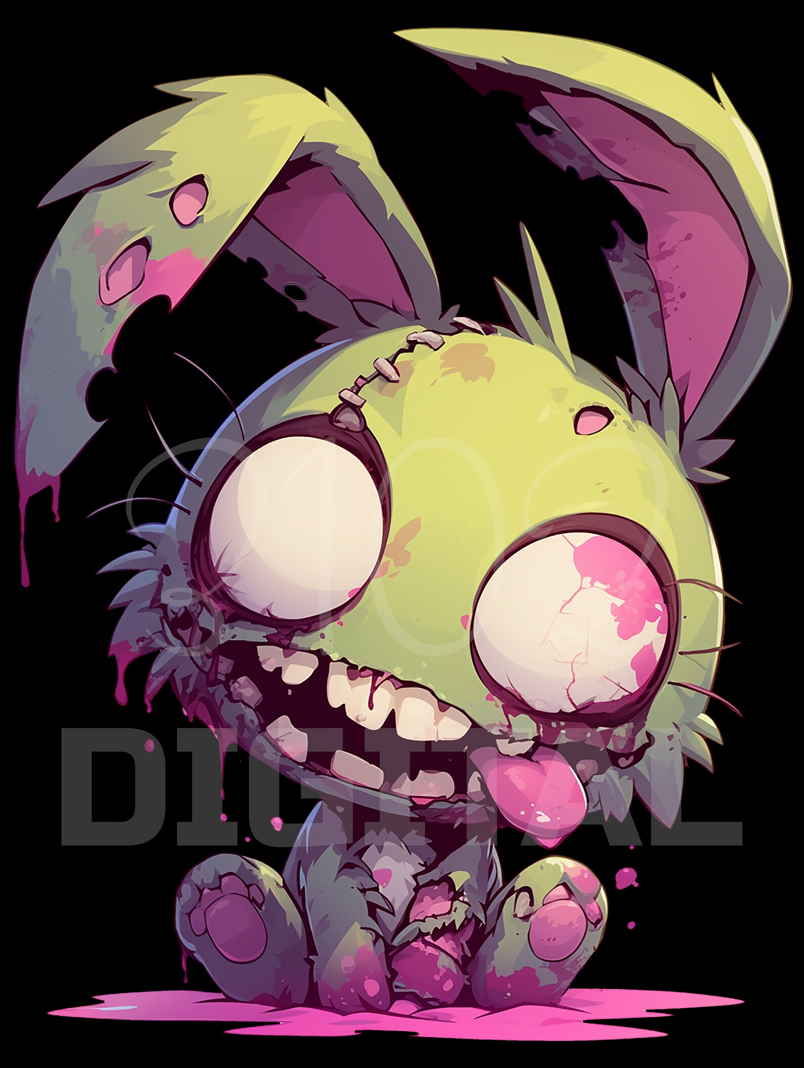 Creepy Cute Zombie Bunny Clipart Set – 6 Printable Pngs for Easter Fun ...